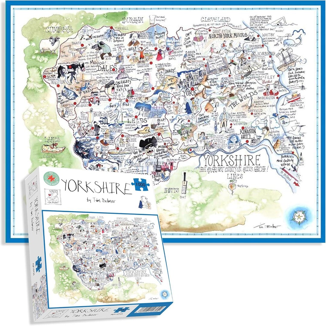 Comical Map of Yorkshire, Artwork by Tim Bulmer - 1000 Piece Puzzle for ...