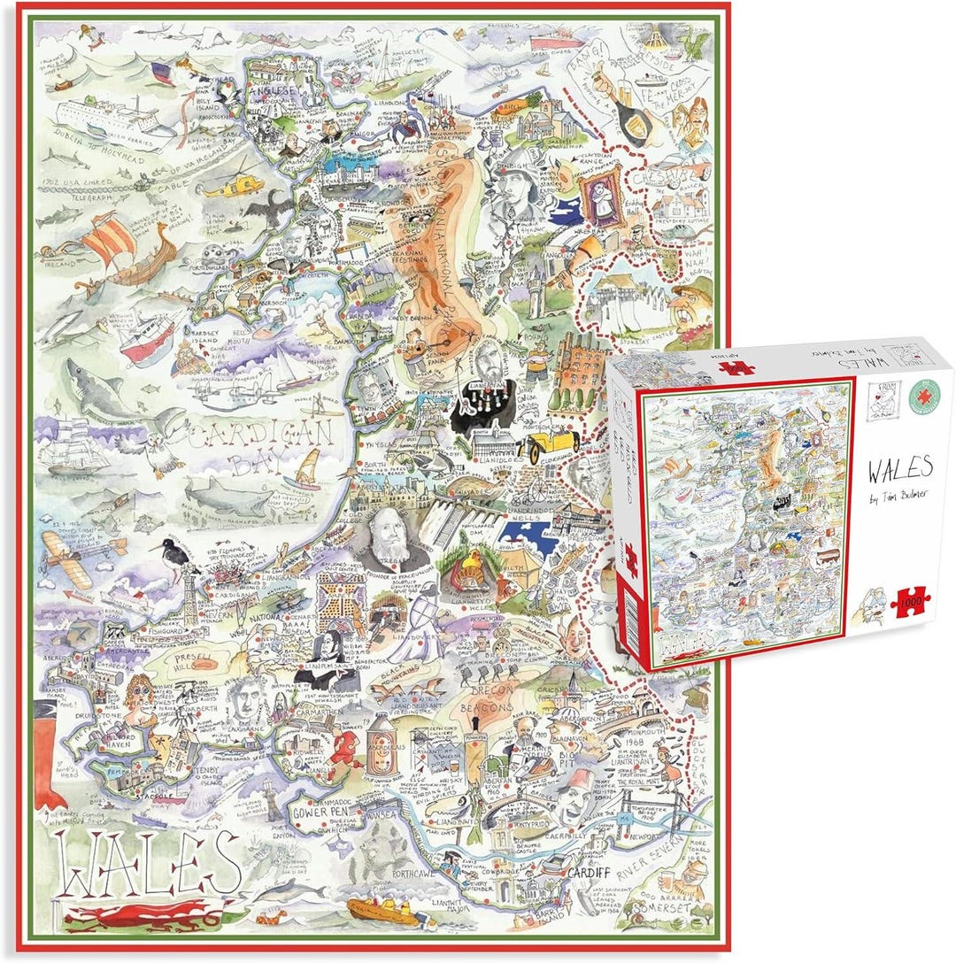 Comical Map of Wales, Artwork by Tim Bulmer - 1000 Piece Puzzle for ...