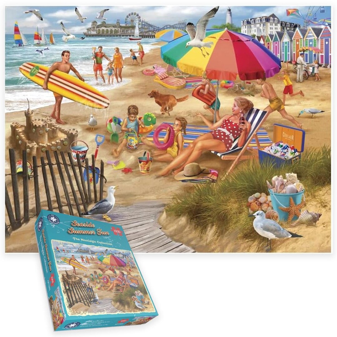 Seaside Jigsaw Puzzle: Cheerful Beach Scene, Family Holiday Fun - Etsy