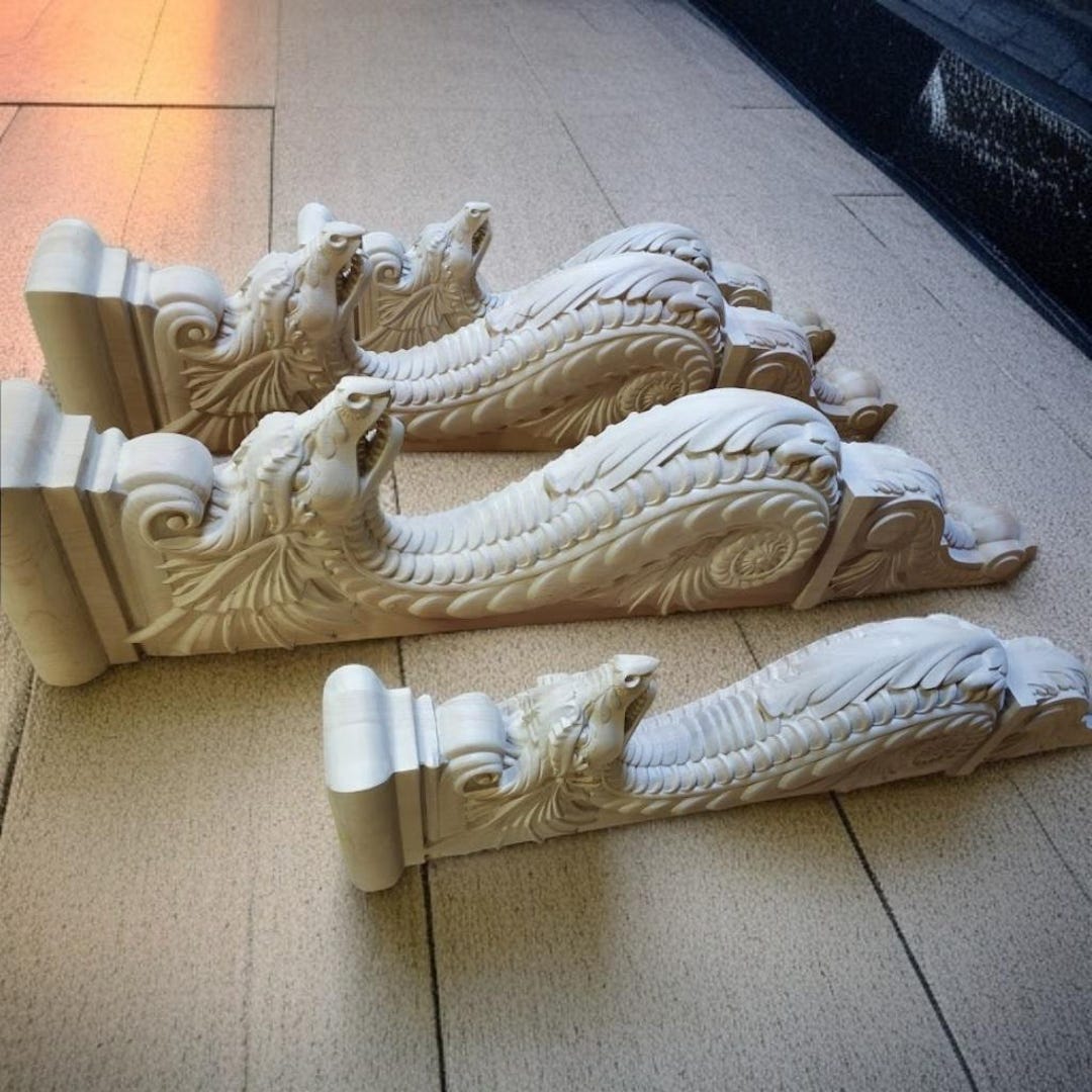 Wall Corbel Carved on Wood, Unique Dragon Carved Rustic Wall Bracket ...