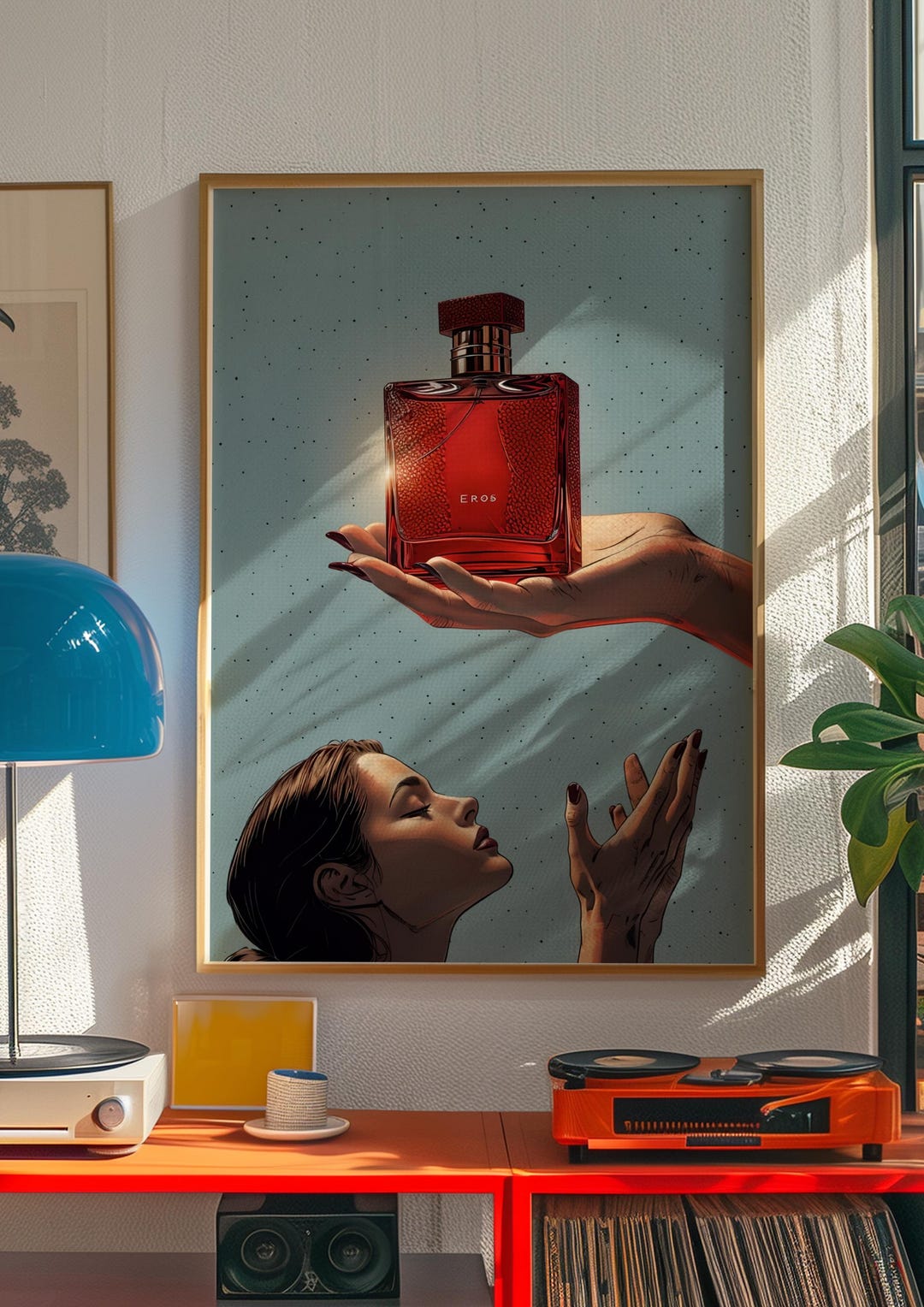 EROS Red Cologne Poster | Digital Art Print | Sensual Fragrance Wall ...