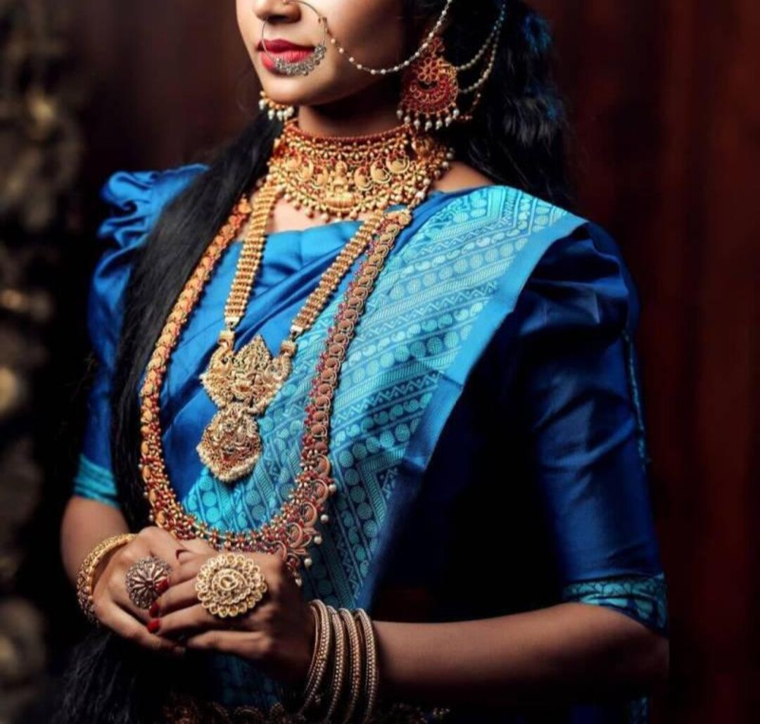 Soft Blue Lichi Silk Saree With Rich Pallu – Jacquard Work Sari Blouse ...