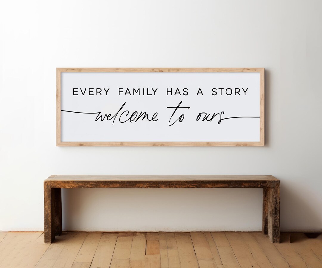 Every Family Has A Story Welcome to Ours Wooden Framed Sign, Welcome ...