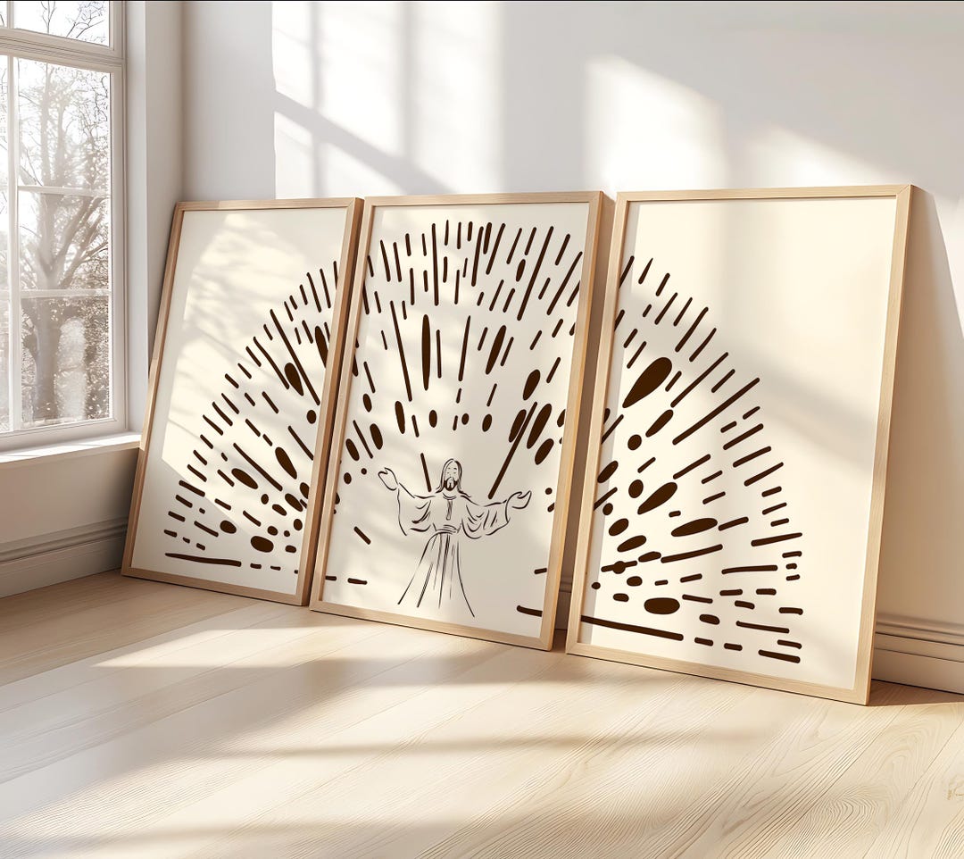Jesus Feeds Pray 5000 Wall Art Set of 3, Wooden Framed Religious Bible ...