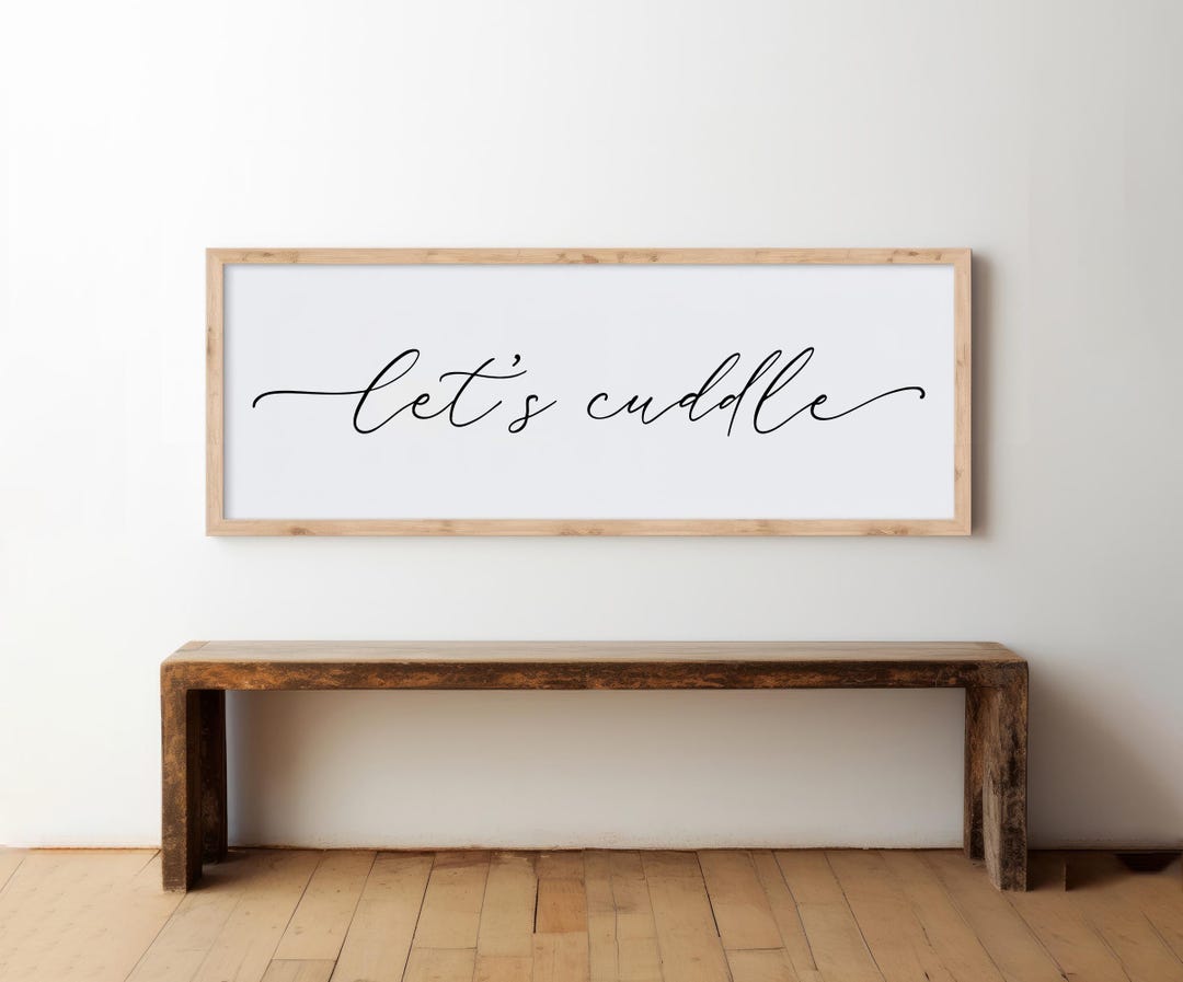 Let's Cuddle Wood Framed Sign for Master Bedroom, Bedroom Wall Decor ...