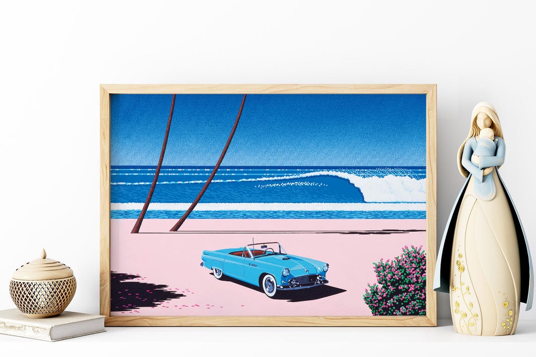 Vermeerist Beams by Hiroshi Nagai, Wooden Framed Art, Japanese Retro ...
