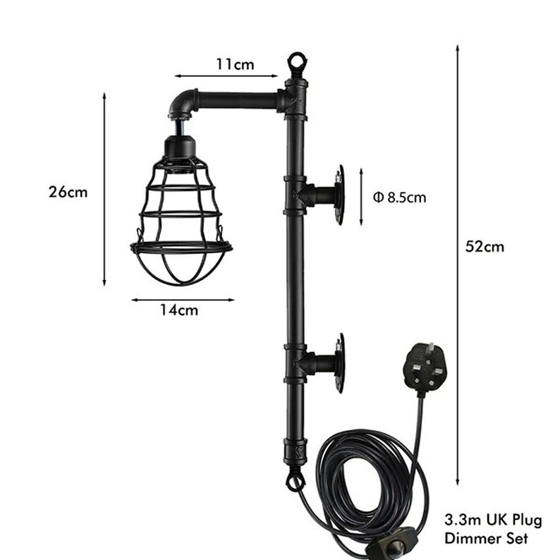 Conduit Pipe Wall Light Farmhouse Lighting Rustic Style Steampunk ...