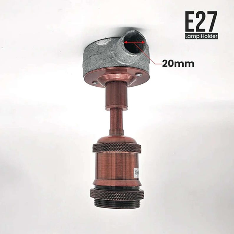 E27 Conduit Ceiling Light - Industrial Farmhouse Flush Mount - Lamp ...