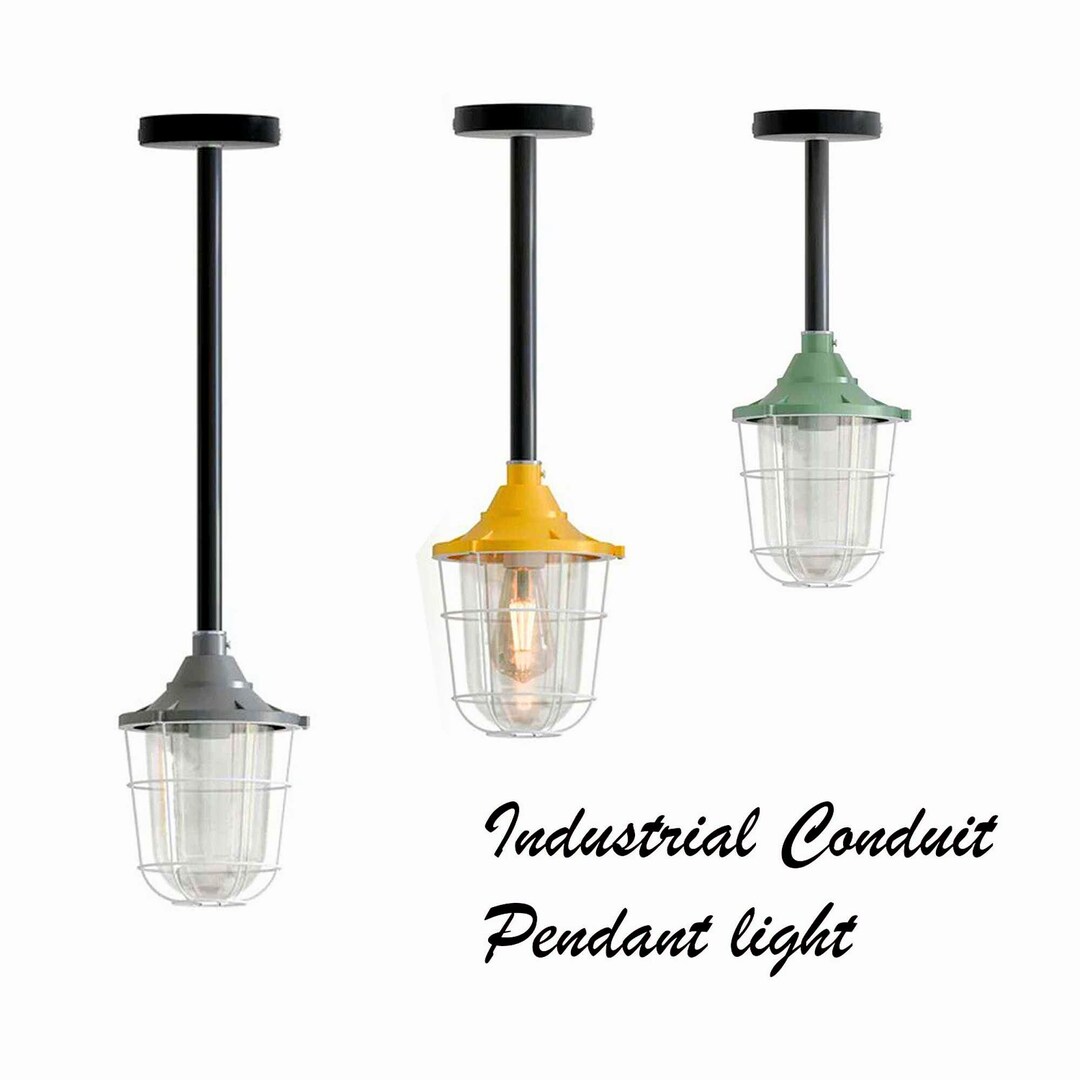 Industrial Conduit Pipe Pendant Light, Vintage Style Cage, 30cm - Etsy UK