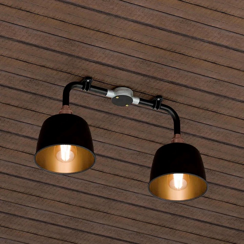 Industrial Double Head Conduit Ceiling Light Kit - Mounted Lamp Fixture ...
