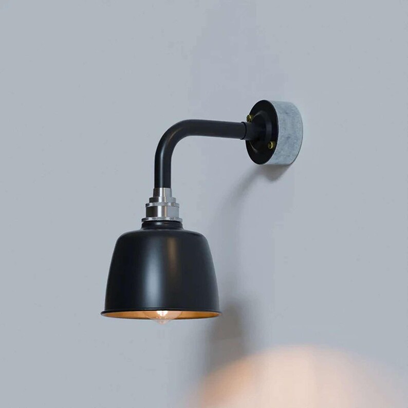Industrial Black Metal Conduit Wall Light With Shade, E27 Fitting - Etsy UK