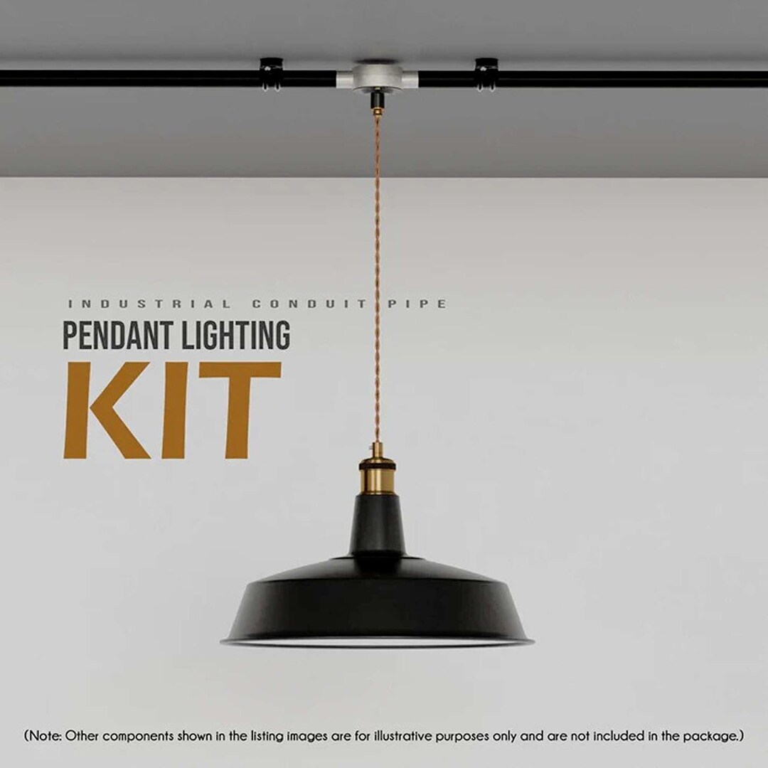 Industrial Black Metal Conduit Pendant Light - Vintage Modern E27 ...