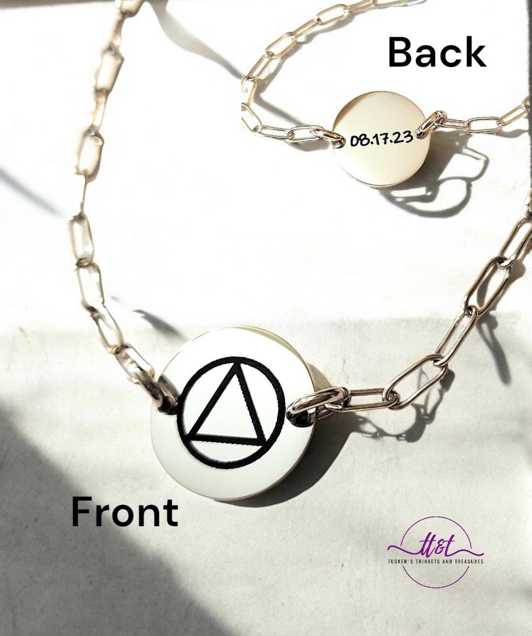 Personalized Stainless Steel, Sobriety Symbol Charm Bracelet, Sober ...