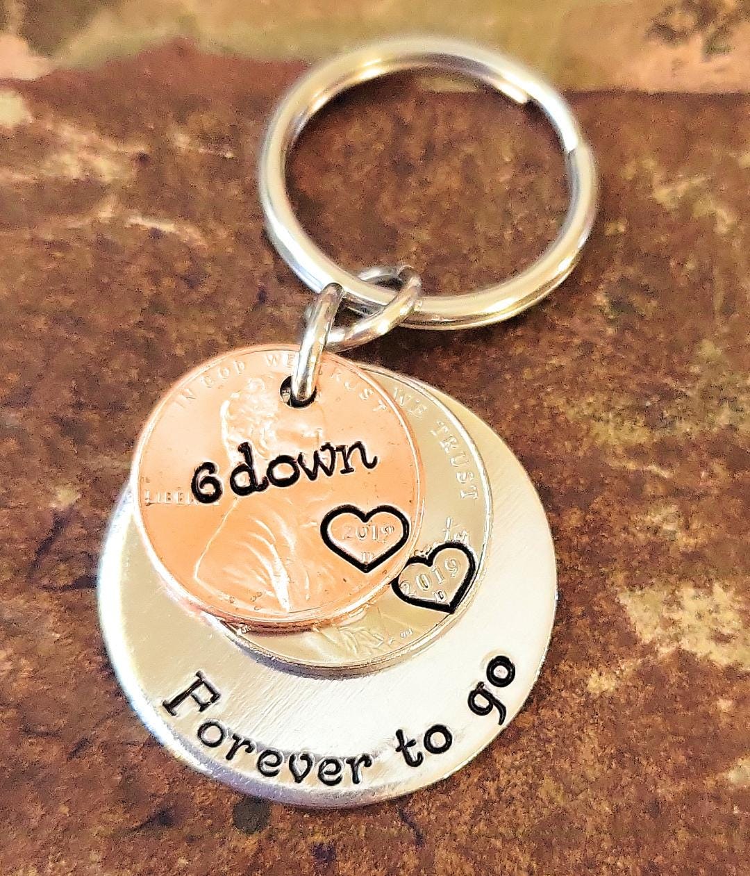 6th Anniversary Gift, 6 Years Down & Forever to Go Key Chain W/ Heart ...