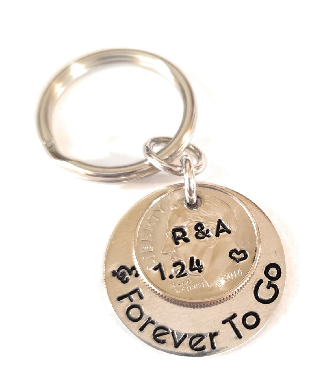 10th Anniversary Key Chain, Personalized 10 Years & Forever to Go ...