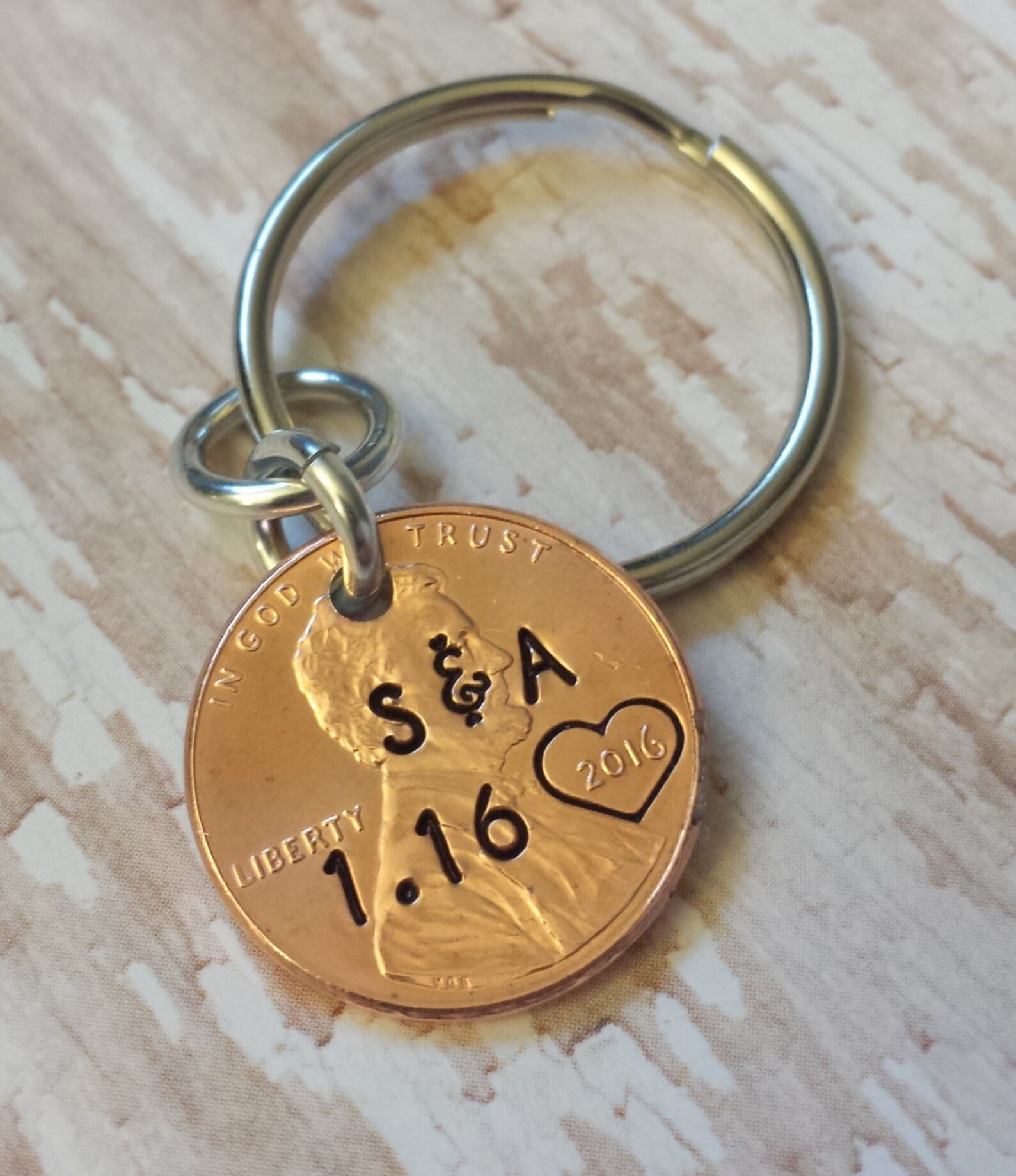 Personalized Lucky Copper Penny Key Chain With Letter Initials - Etsy