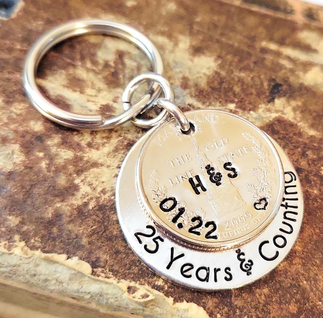 Personalized, 25 Years & Counting, Gift for Men Women, 2000 Quarter Key ...