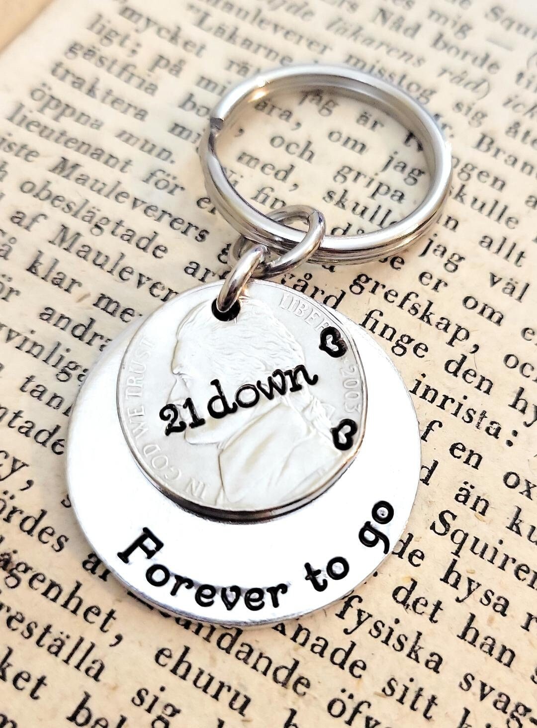 21st Wedding Anniversary Gift 21 Years Down & Forever to Go Key Chain W ...