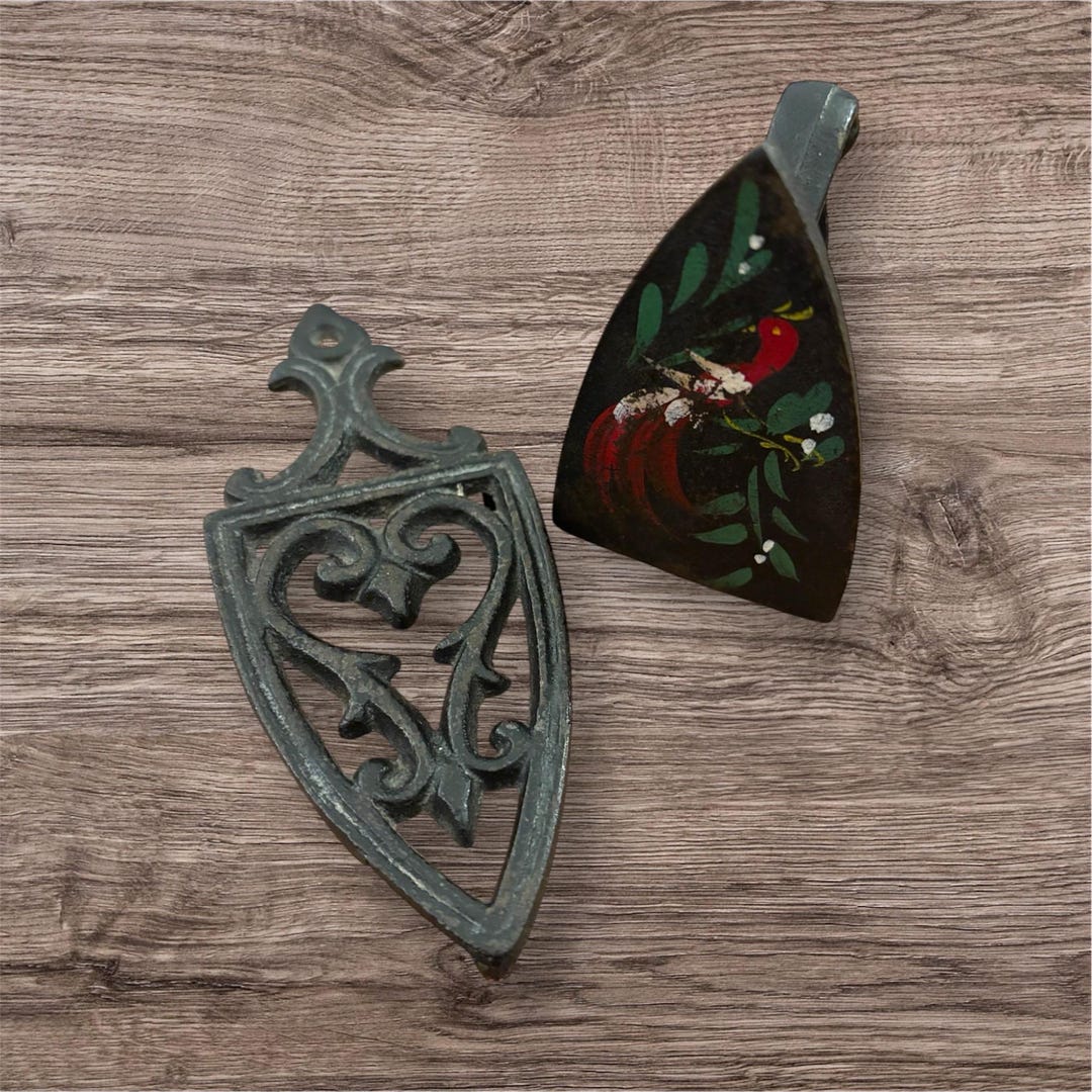 Miniature Sad Iron Trivet Pair Painted With a Peacock Cast Iron Toys - Etsy