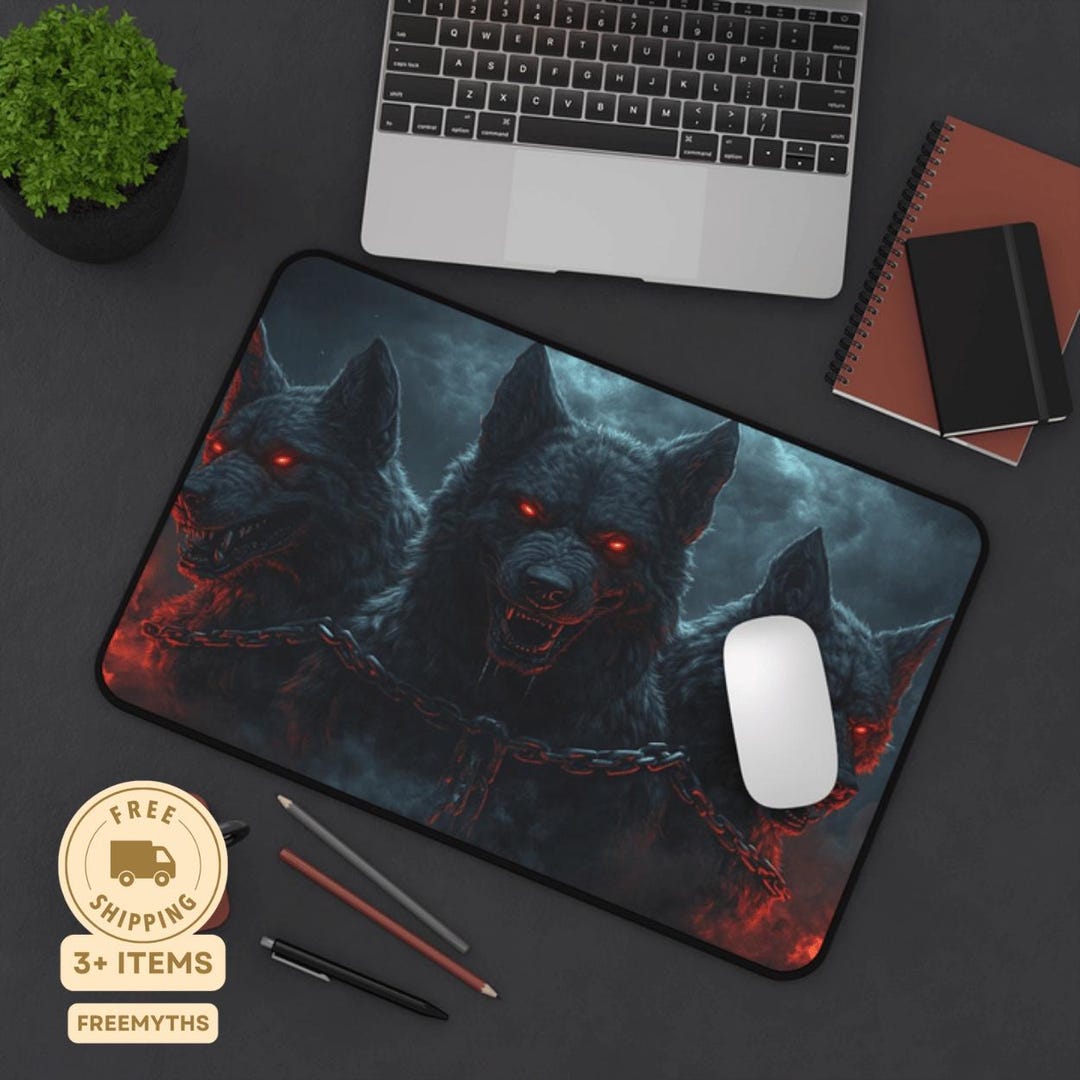 Cerberus Desk Mat Three Headed Hellhound Mouse Pad | Greek Myth Gaming ...