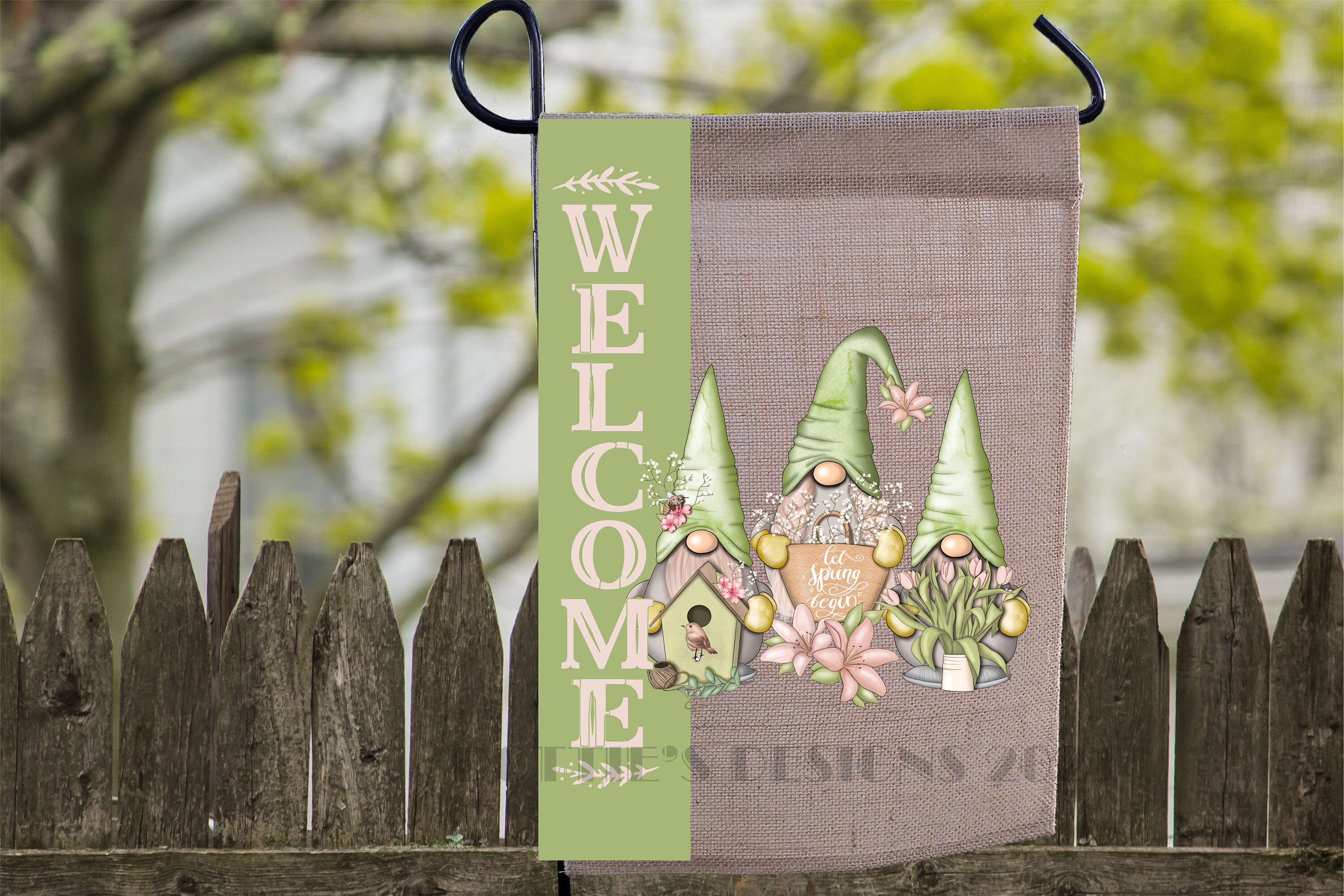 Spring Gnome Garden Flag Digital File - Etsy UK