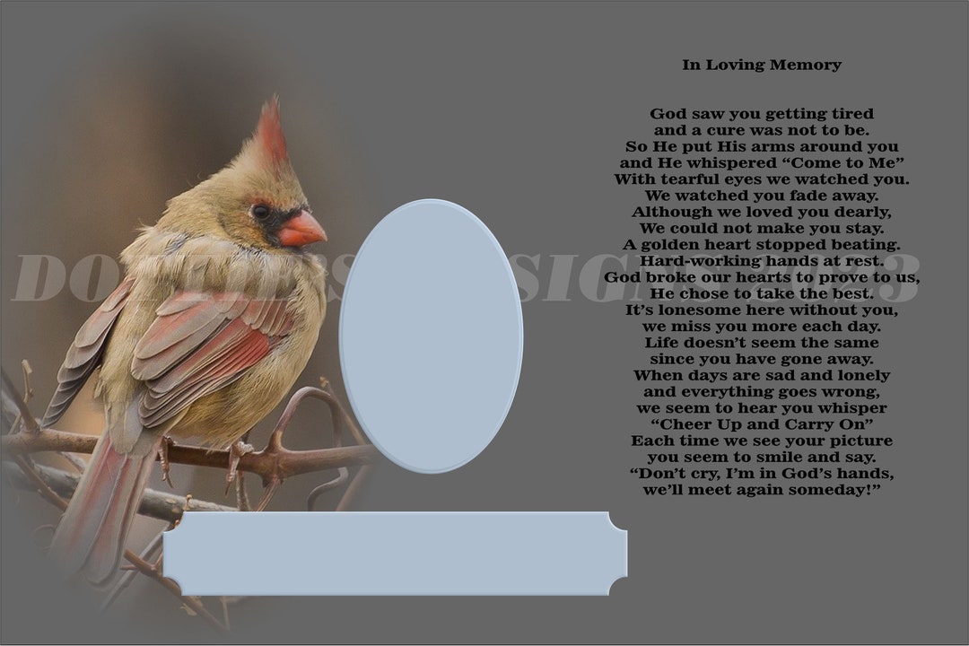 Female Cardinal in Loving Memory - Etsy