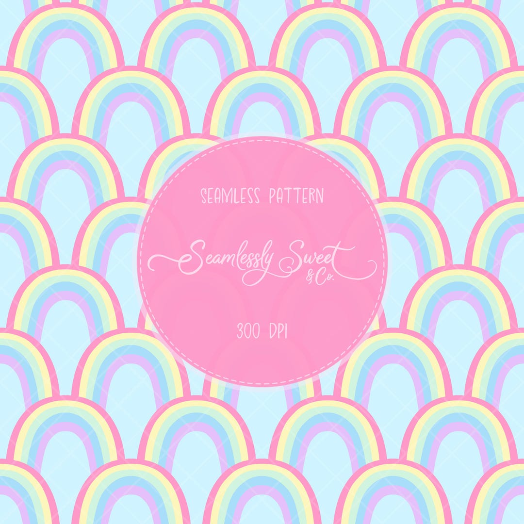Pastel Rainbow Scallop Seamless Pattern PNG Cute Boho Rainbow Digital ...