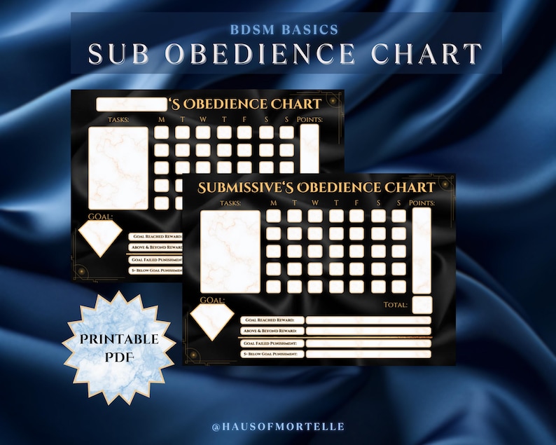 Printable Submissive Obedience Chart | BDSM Task Tracker With Rewards ...