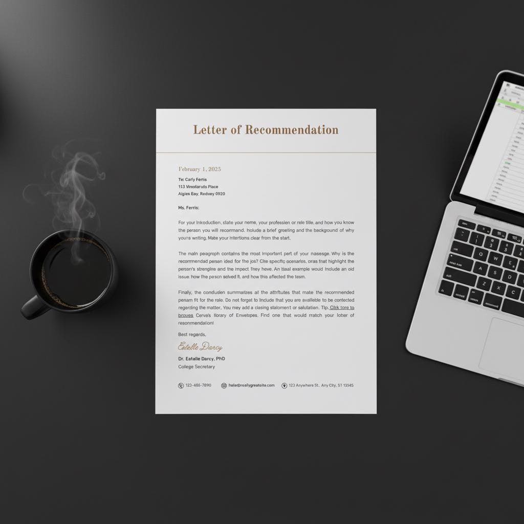 Editable Letter of Recommendation Template | Canva, Printable (A4 & US ...