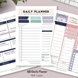 ADHD Daily Planner | Editable, Printable, Digital | Focus Template PDF ...