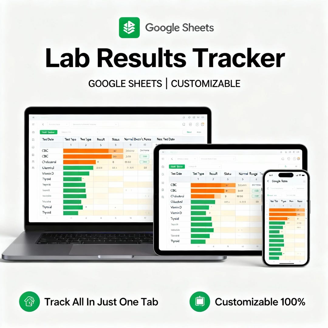 Lab Results Tracker - Google Sheets Bloodwork & Medication Log (digital ...