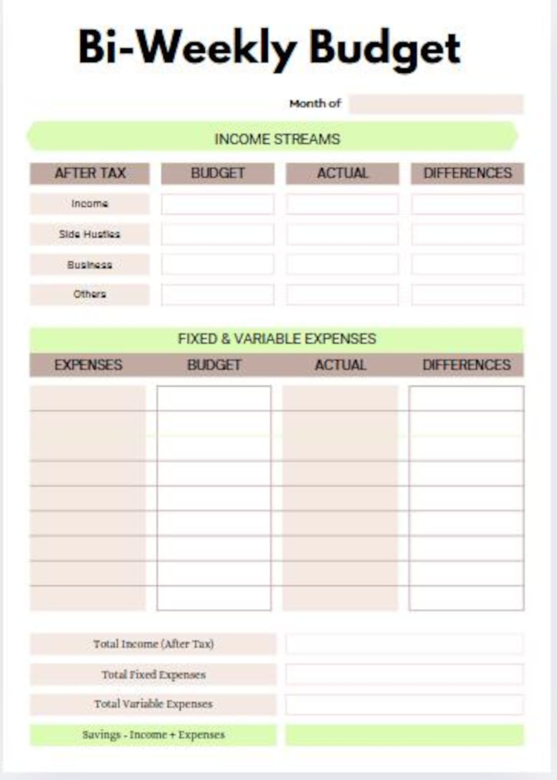 Printable Bi-weekly Budget Planner | Personal Finance Planner ...