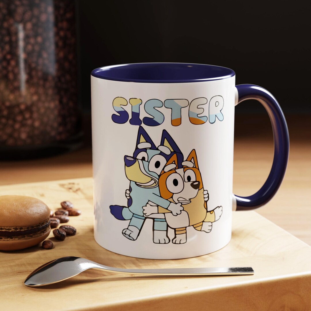 Bluey Sister Mug, Custom Bluey Mug, Bluey and Bingo Mug, Heeler Family ...