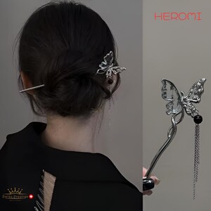 Elegant Butterfly Hair Stick – Gothic Dark Aesthetic – Handmade Vintage ...