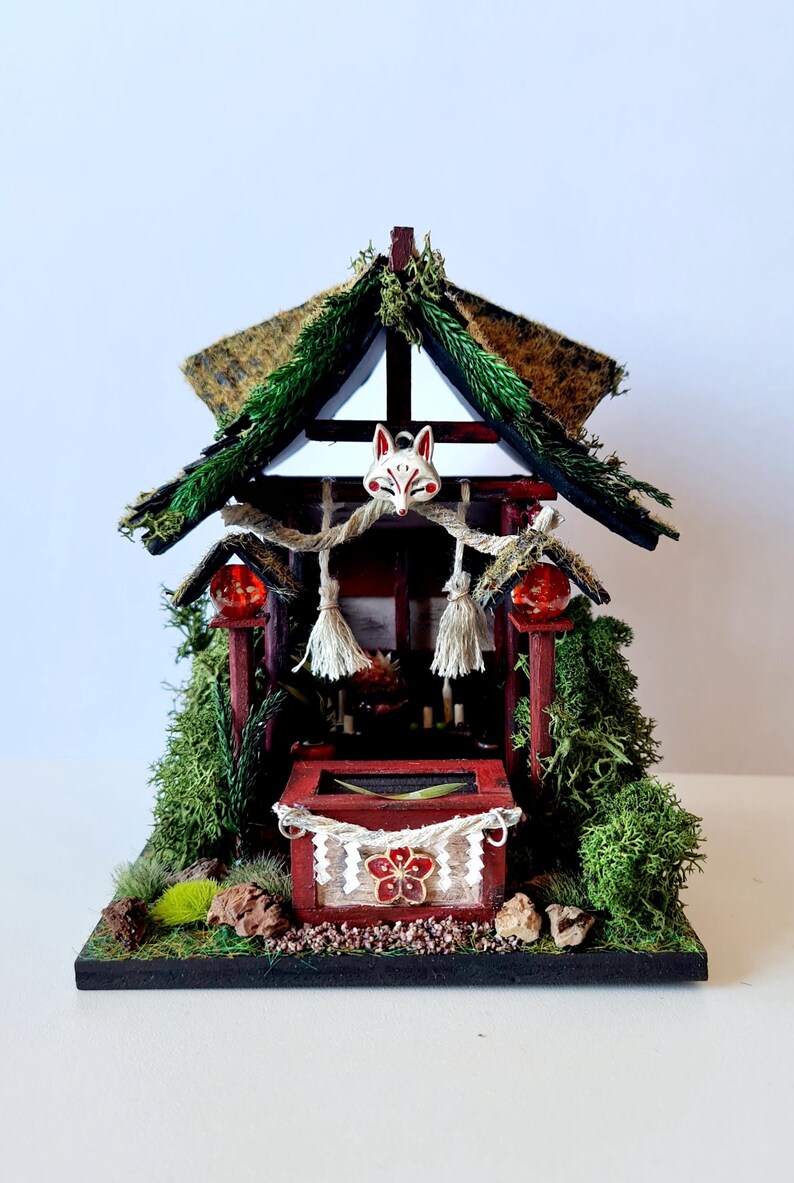Japanese Handmade Miniature Shrine Diorama | Kitsune Mask | Woodland ...