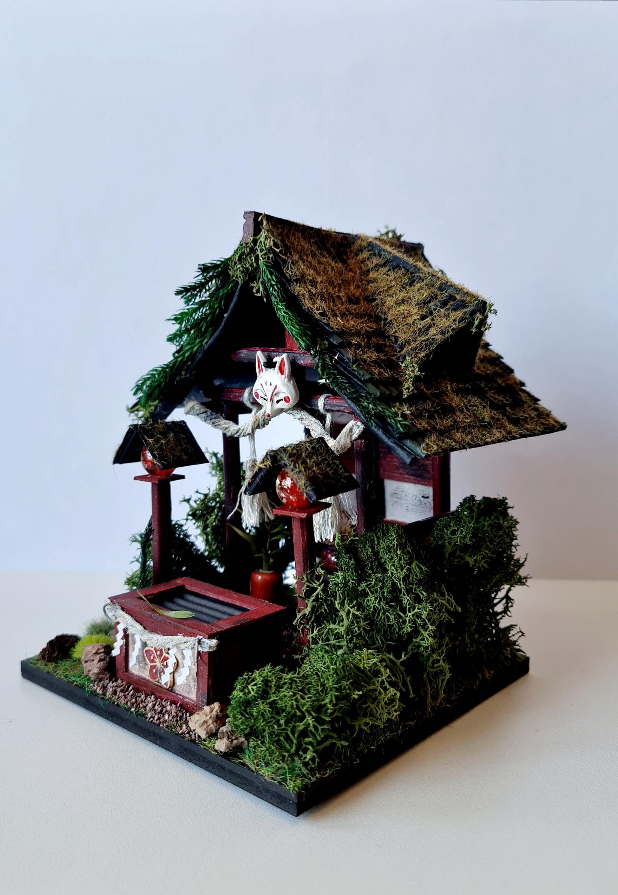 Japanese Handmade Miniature Shrine Diorama | Kitsune Mask | Woodland ...