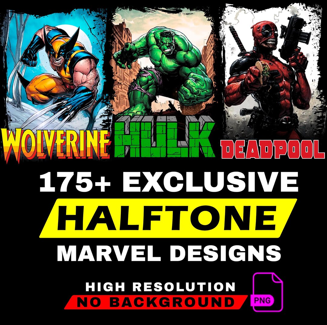 175+ Halftone Marvel Comic Design Bundle , DTF DTG Printing (pngs ...