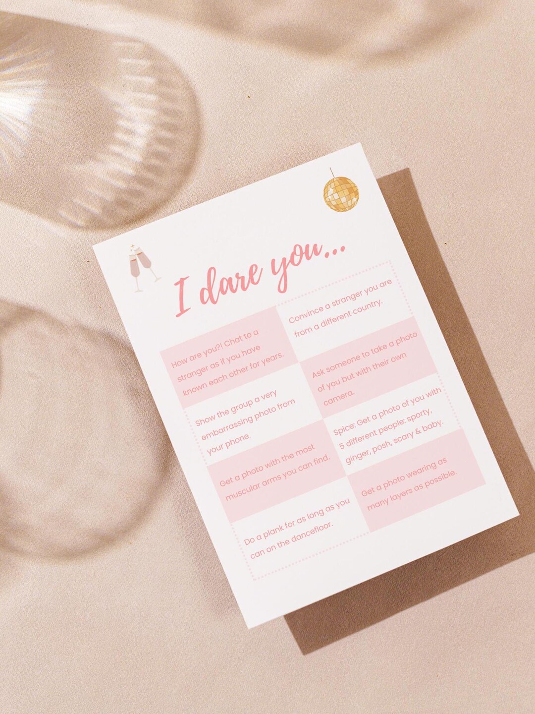 Birthday Dare Hen Party Printable Night in Game Girls Weekend Idea ...