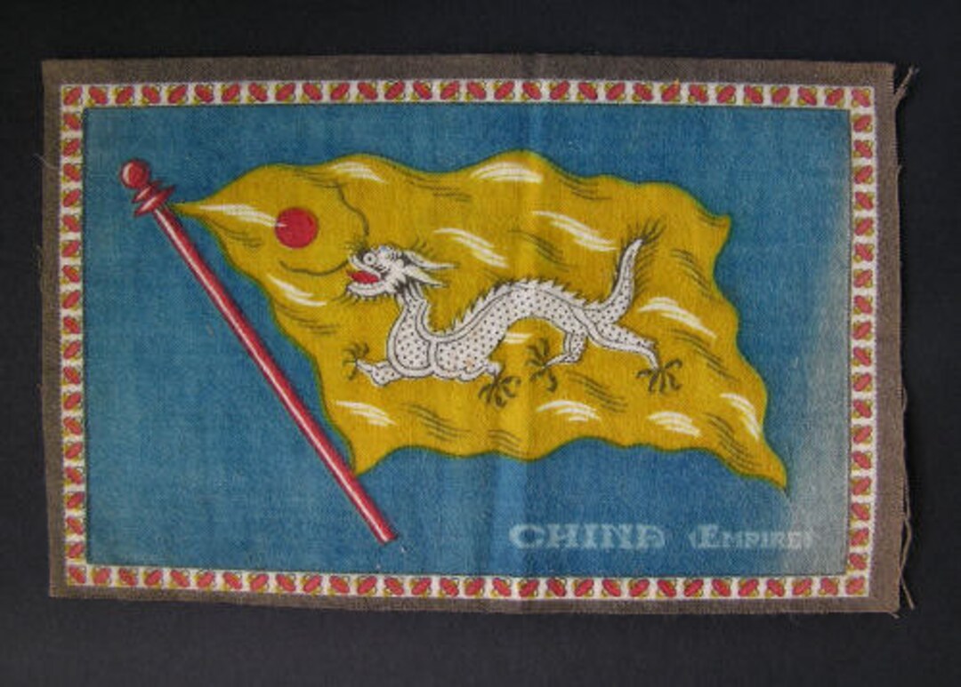 Antique Tobacco Felt Fabric Flag of China Empire 2 Sides 5 Clawed ...