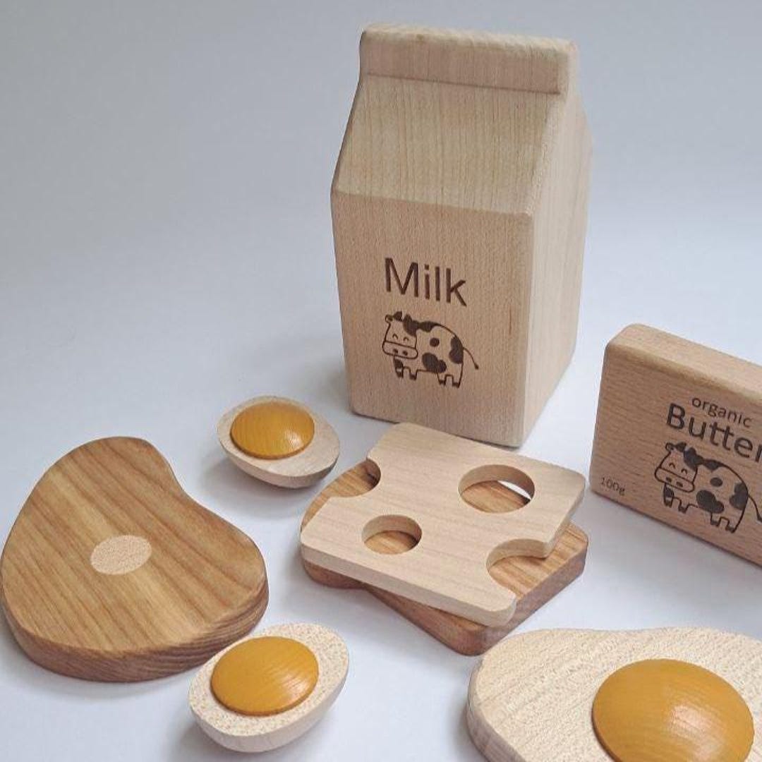 Montessori Pretend Food for Little Chef: Wooden Breakfast Set ...