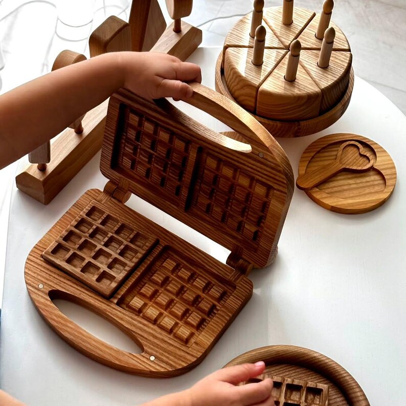 Wooden Waffle Maker Toy: Pretend Play Kitchen Set - Etsy