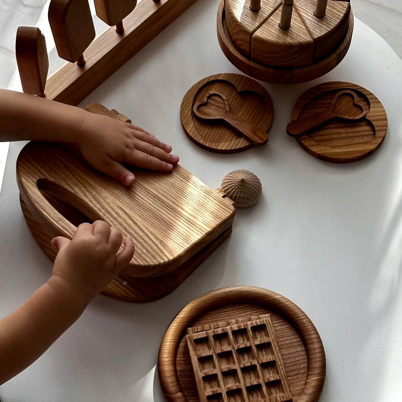 Wooden Waffle Maker Toy: Pretend Play Kitchen Set - Etsy