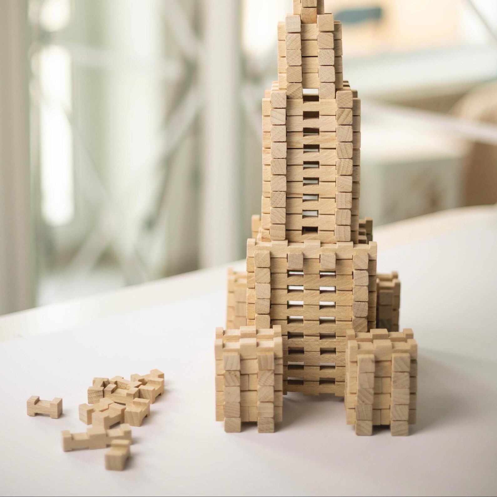 Wooden Building Tower Blocks Brain Training Rustic Constructor Stacking ...