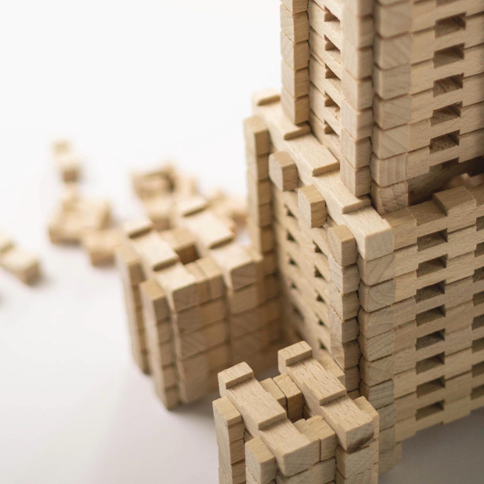 Wooden Building Tower Blocks Brain Training Rustic Constructor Stacking ...