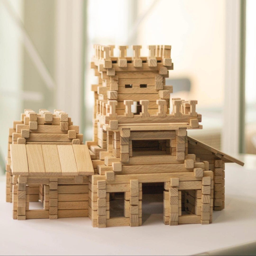 Wooden Castle Constructor Set: 294-piece Montessori Building Blocks - Etsy