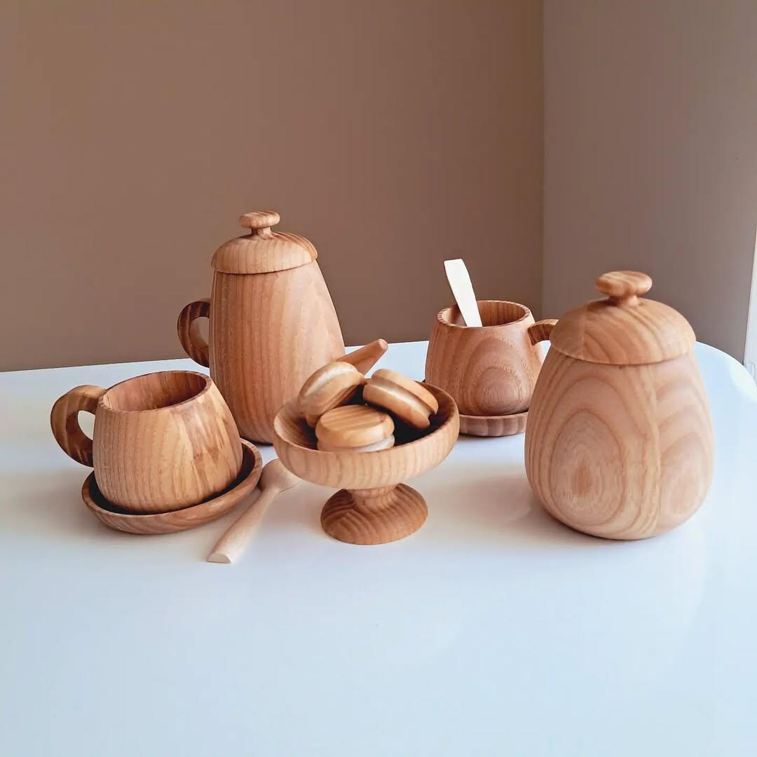 Tea Set Wooden Toys Kids Montessori Play Kitchen Toy Eco-friendly Child ...
