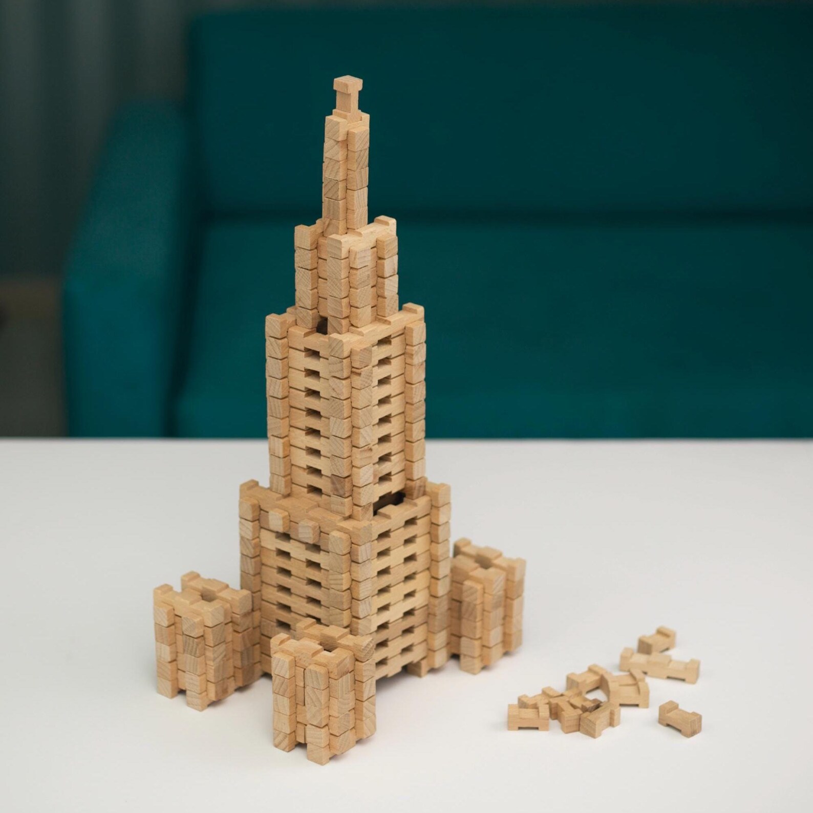 Wooden Building Tower Blocks Brain Training Rustic Constructor Stacking ...