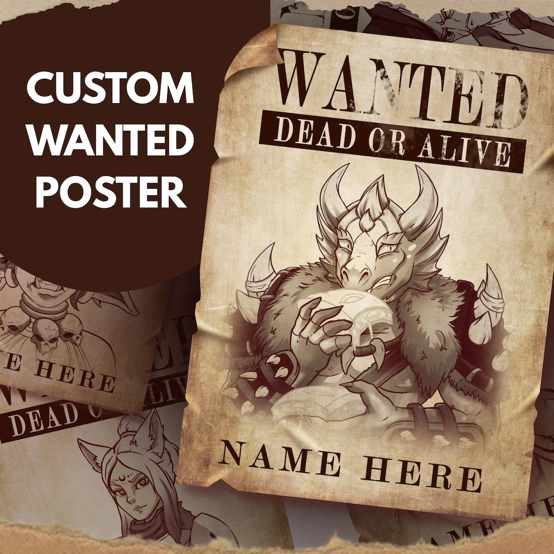 Custom Dnd Mugshot Art Printable Wanted Poster for Baldurs Gate Unique ...