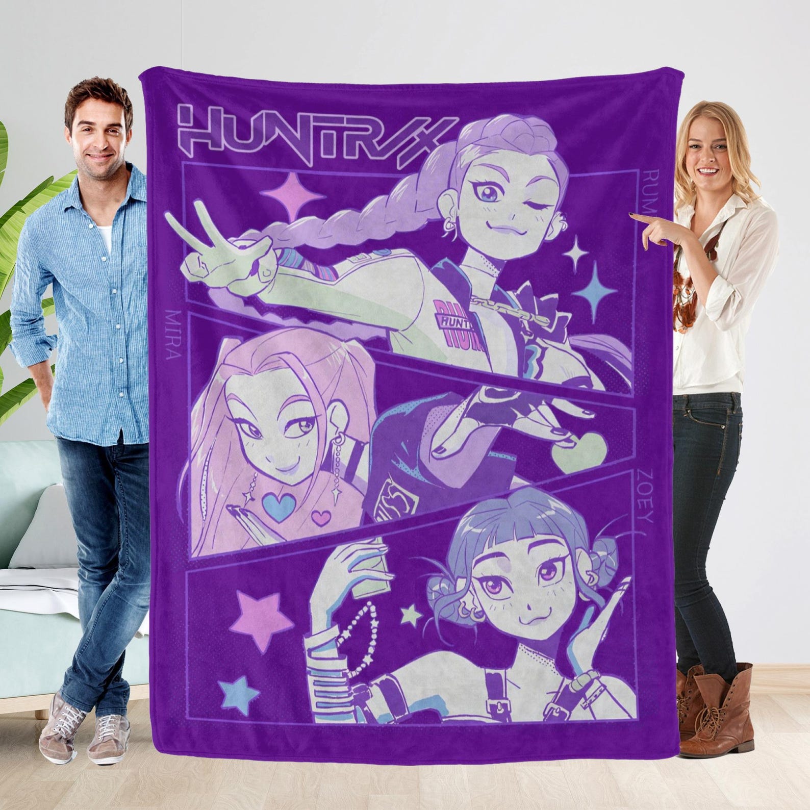 Huntrix Kpop Demon Hunters Blanket, Blanket With Huntrix Theme, K-pop ...
