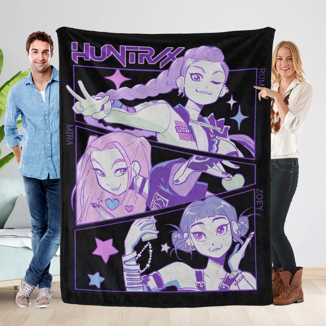 Huntrix Kpop Demon Hunters Blanket, Blanket With Huntrix Theme, K-pop ...